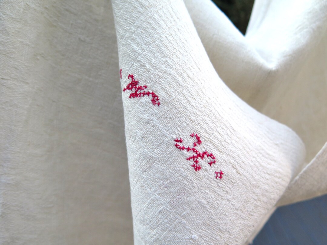 French Rustic Farmhouse Linen Plaid Cottage Linen Tablecloth Monogram ...