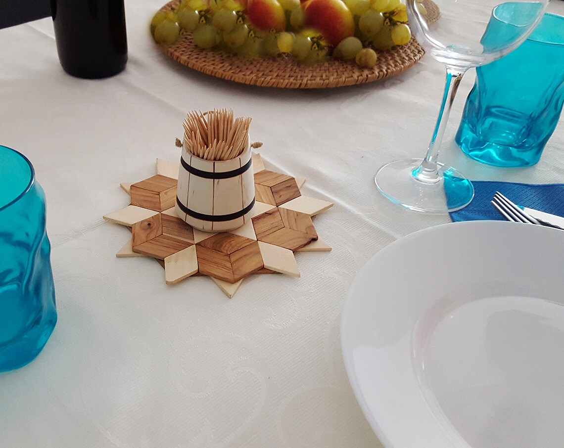 Wooden Trivet, Round Solid Wood Hot Pad for Coffee Cup, Wooden Circular ...