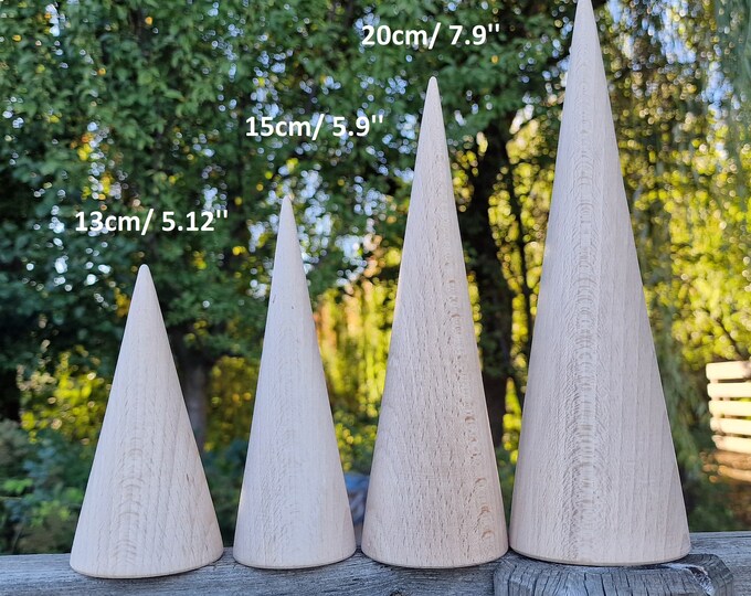 Wooden Cone Blank, Big Wood Unfinished Natural Christmas Tree Crafts ...