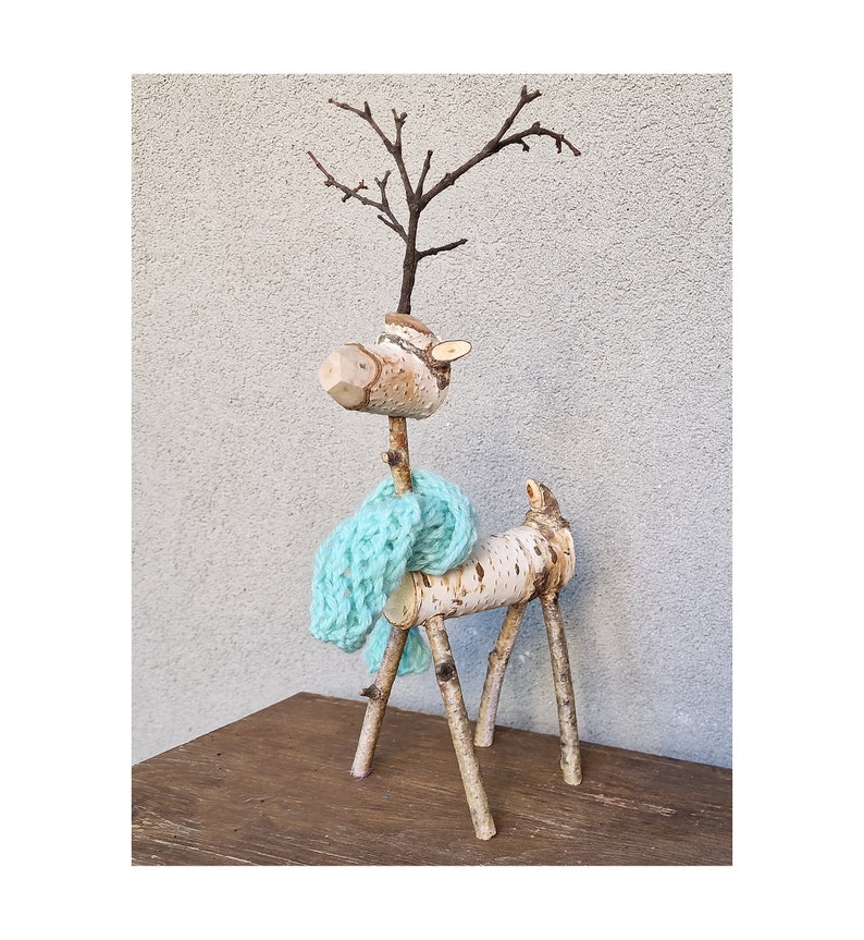 Birch Log Reindeer, Wooden Deer Centrepiece, Fairy Garden Rustic ...
