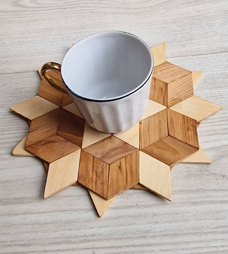 Wooden Trivet, Round Solid Wood Hot Pad for Coffee Cup, Wooden Circular ...