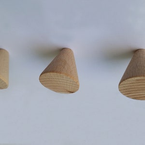 Blank Wooden Cone Wall Hook SET of 11-15, NO SCREW Unfinished Coat Rack ...