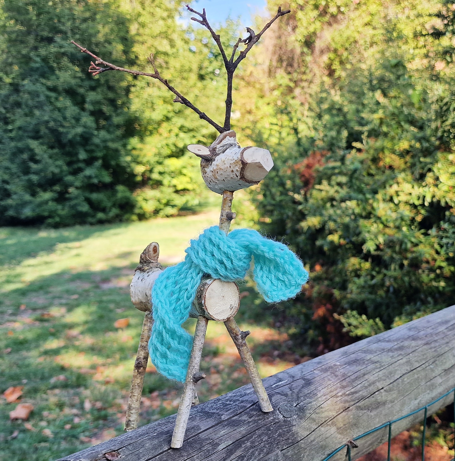 Birch Log Reindeer, Wooden Deer Centrepiece, Fairy Garden Rustic ...