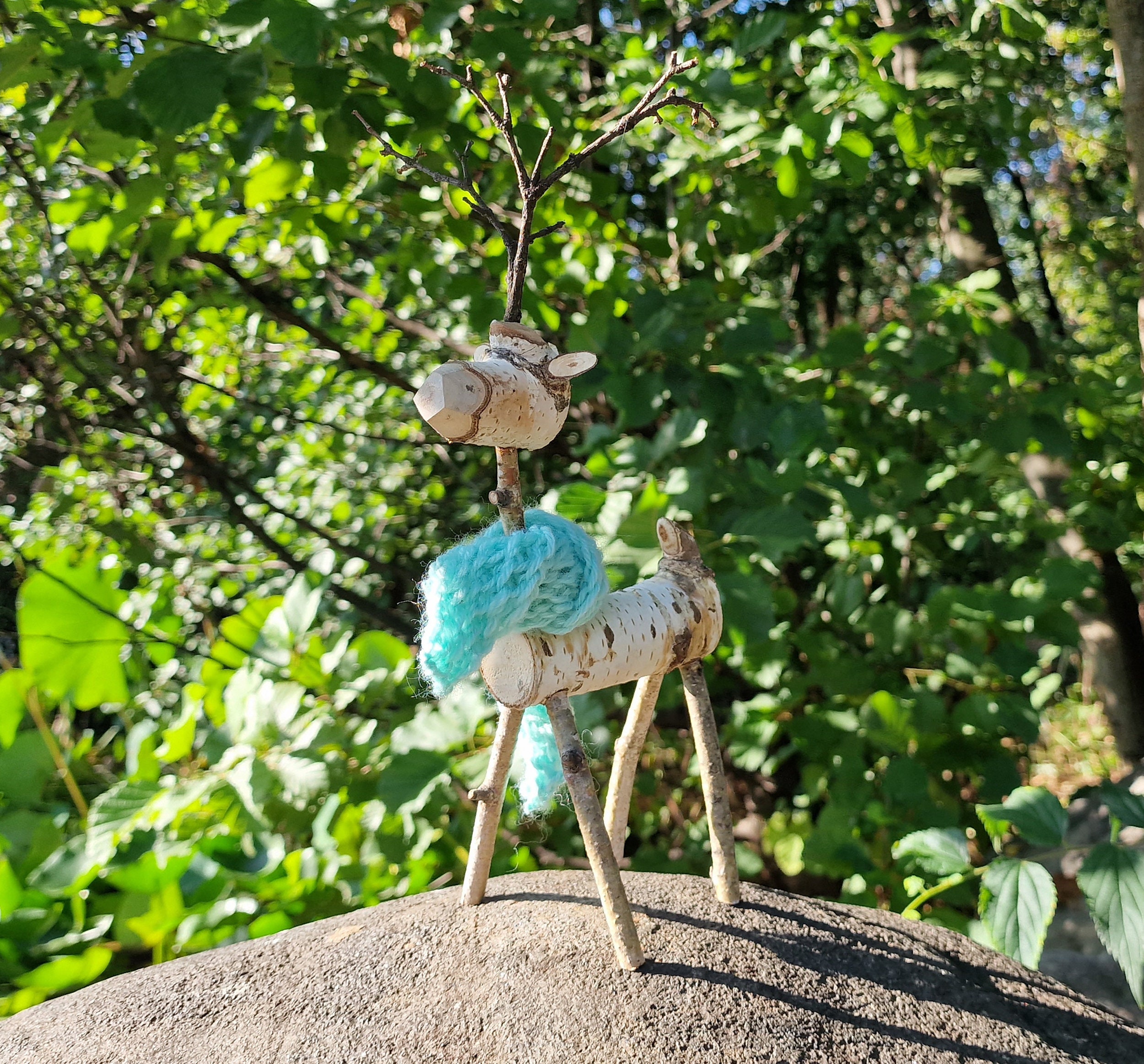 Birch Log Reindeer, Wooden Deer Centrepiece, Fairy Garden Rustic ...