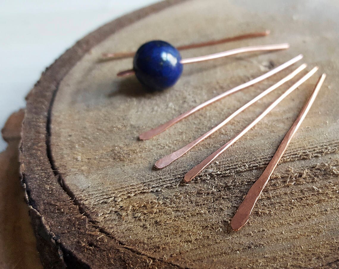 Copper head pins Paddle Hand hammered Copper pins Hand forged | Etsy