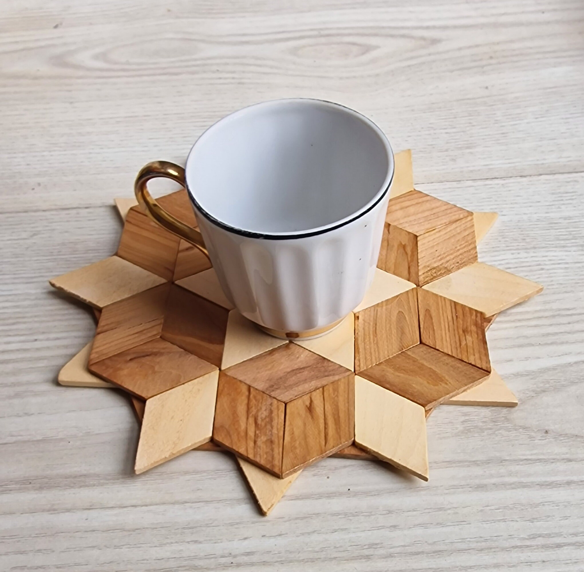 Wooden Trivet, Round Solid Wood Hot Pad for Coffee Cup, Wooden Circular ...