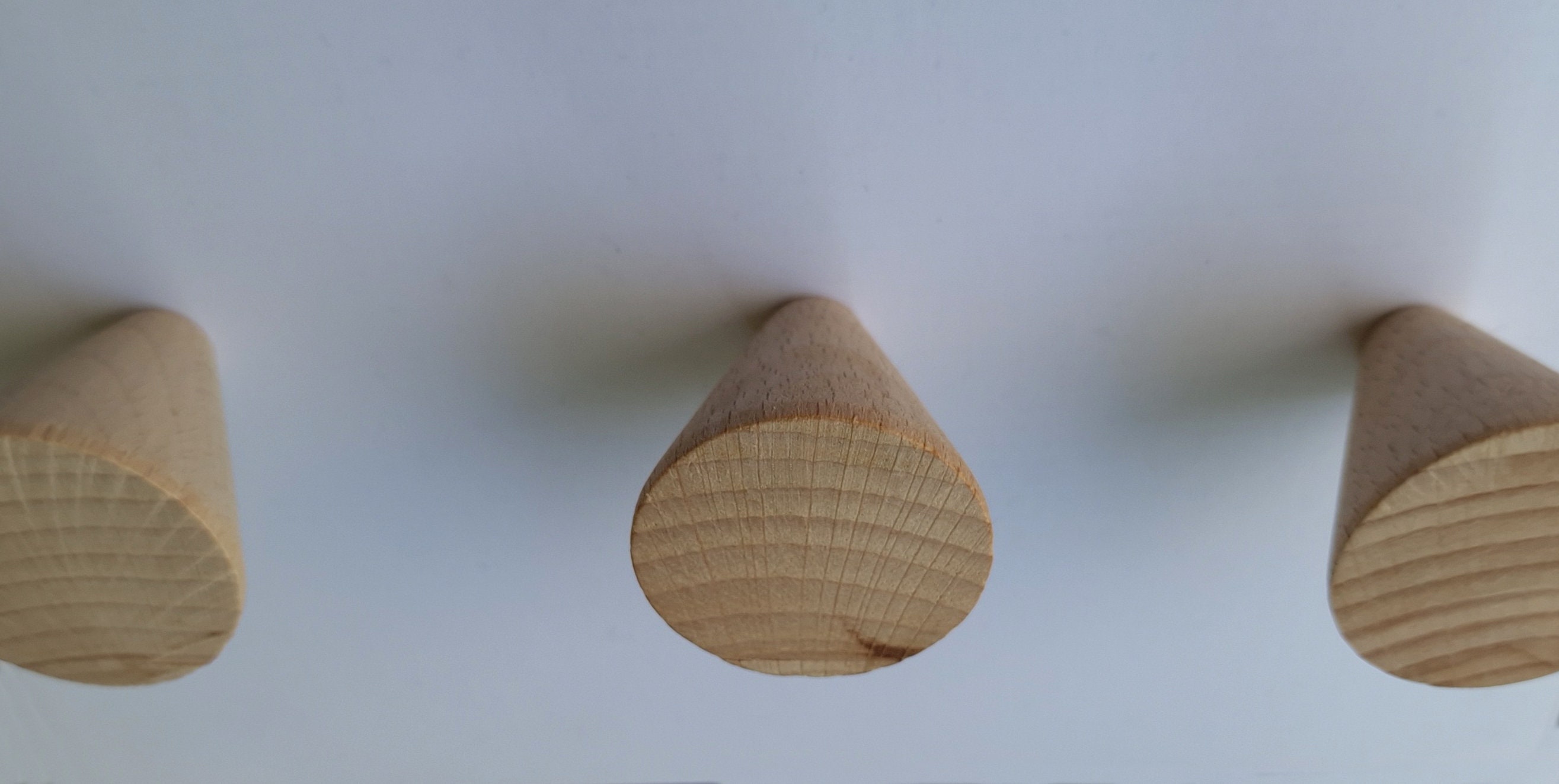 Blank Wooden Cone Wall Hook SET of 11-15, NO SCREW Unfinished Coat Rack ...