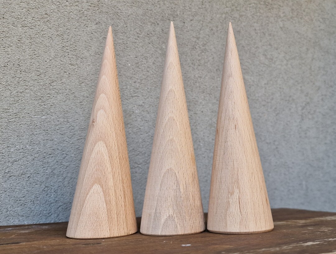 SET of 2-5 Wooden Cone Blank, 200mm/7.9’’ Big Wood Unfinished Natural ...