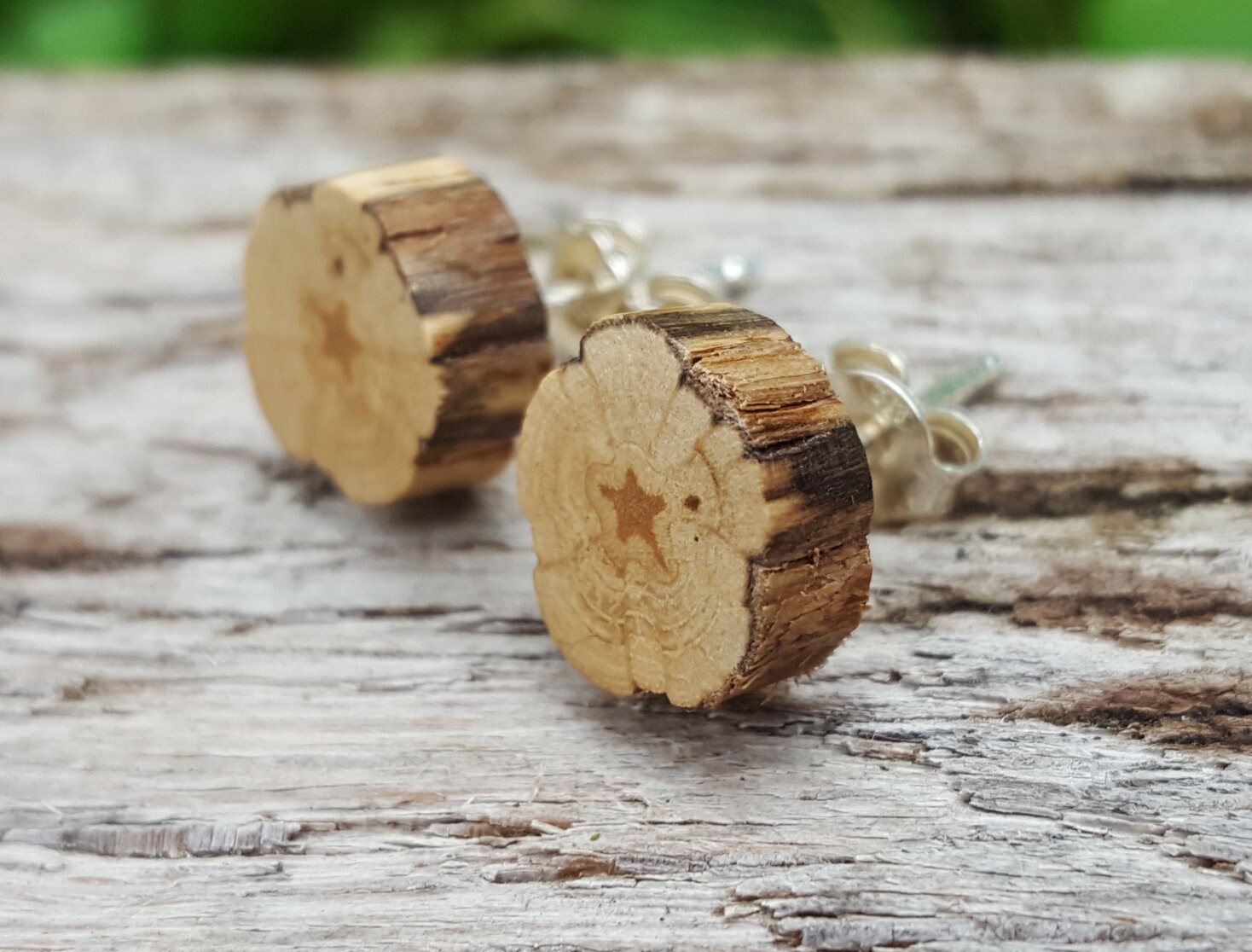 Wood Stud Earrings Sterling Silver Studs Wooden Rustic Earthy Mens ...