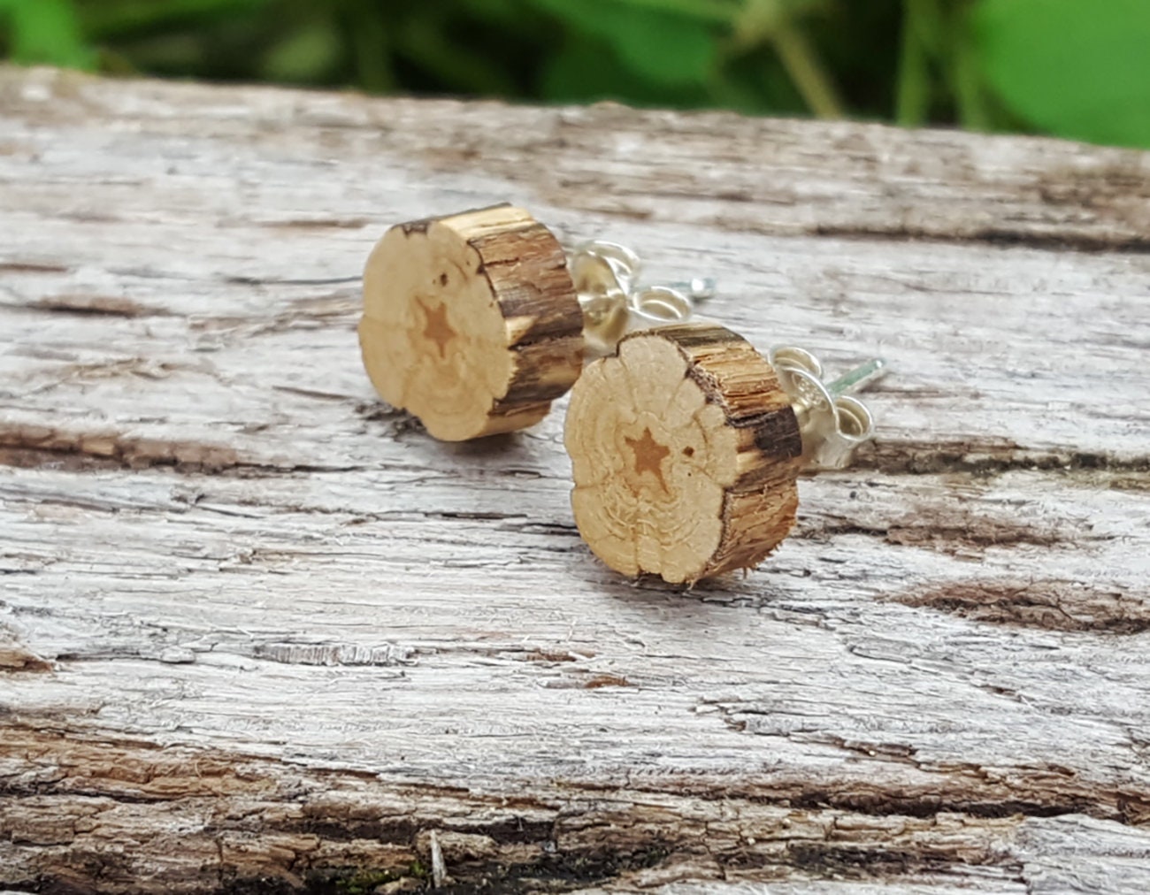 Wood Stud Earrings Sterling Silver Studs Wooden Rustic Earthy Mens ...