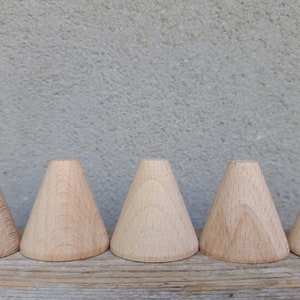 Blank Wooden Cone Wall Hook SET of 11-15, NO SCREW Unfinished Coat Rack ...