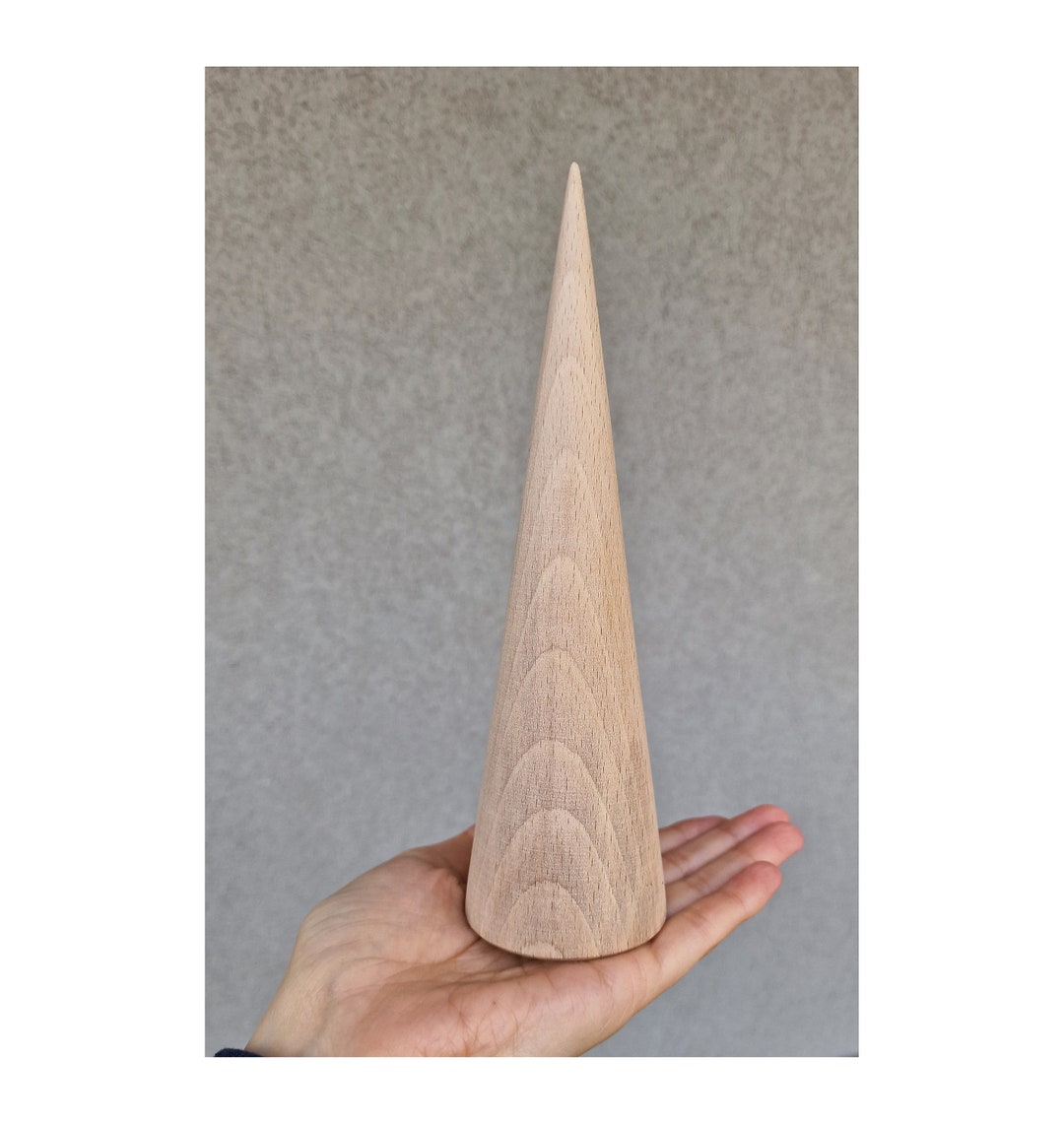 Wooden Cone Blank, 200mm/7.9’’ Large Solid Wood Unfinished Natural ...