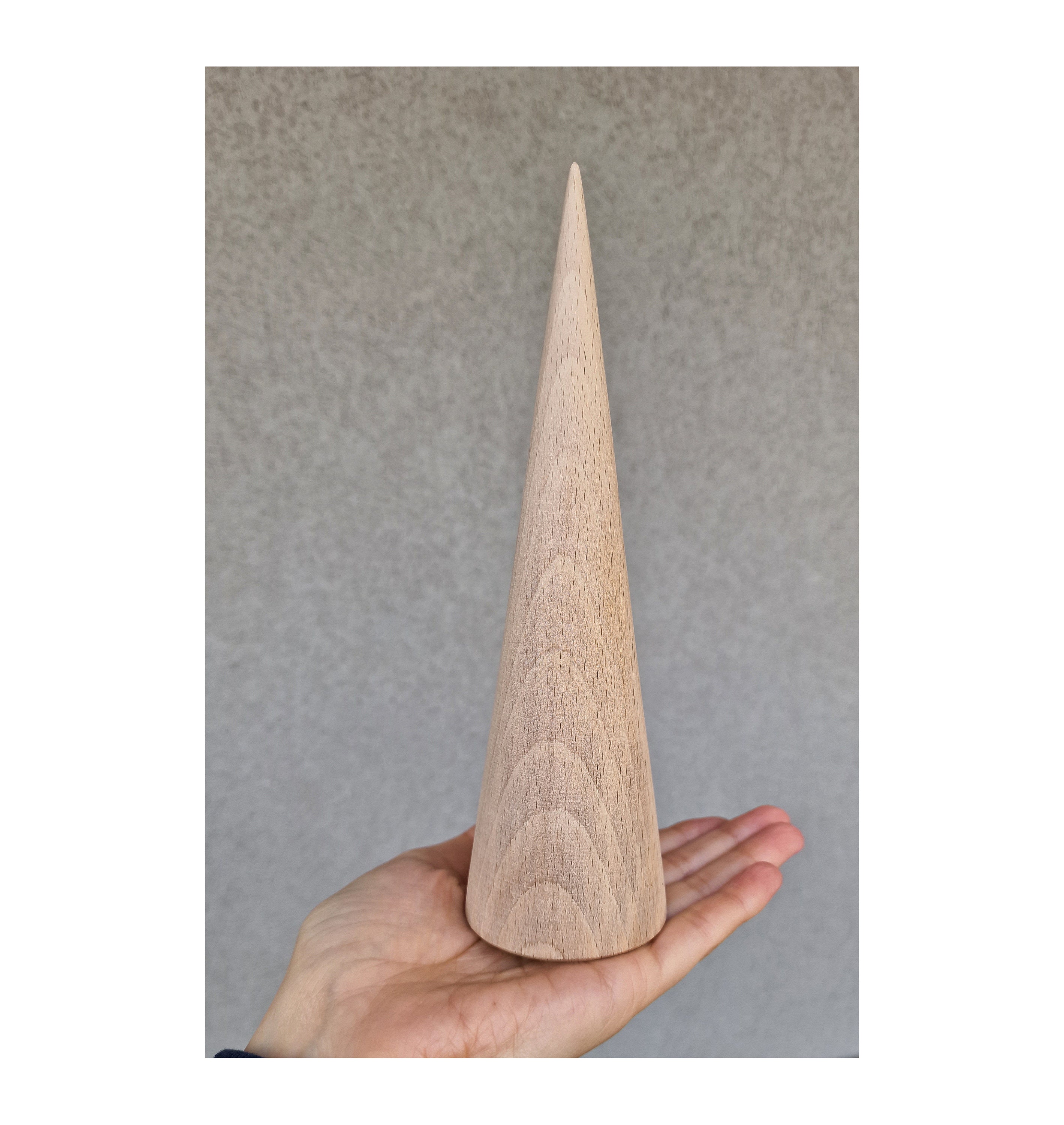 Wooden Cone Blank, 200mm/7.9’’ Large Solid Wood Unfinished Natural ...