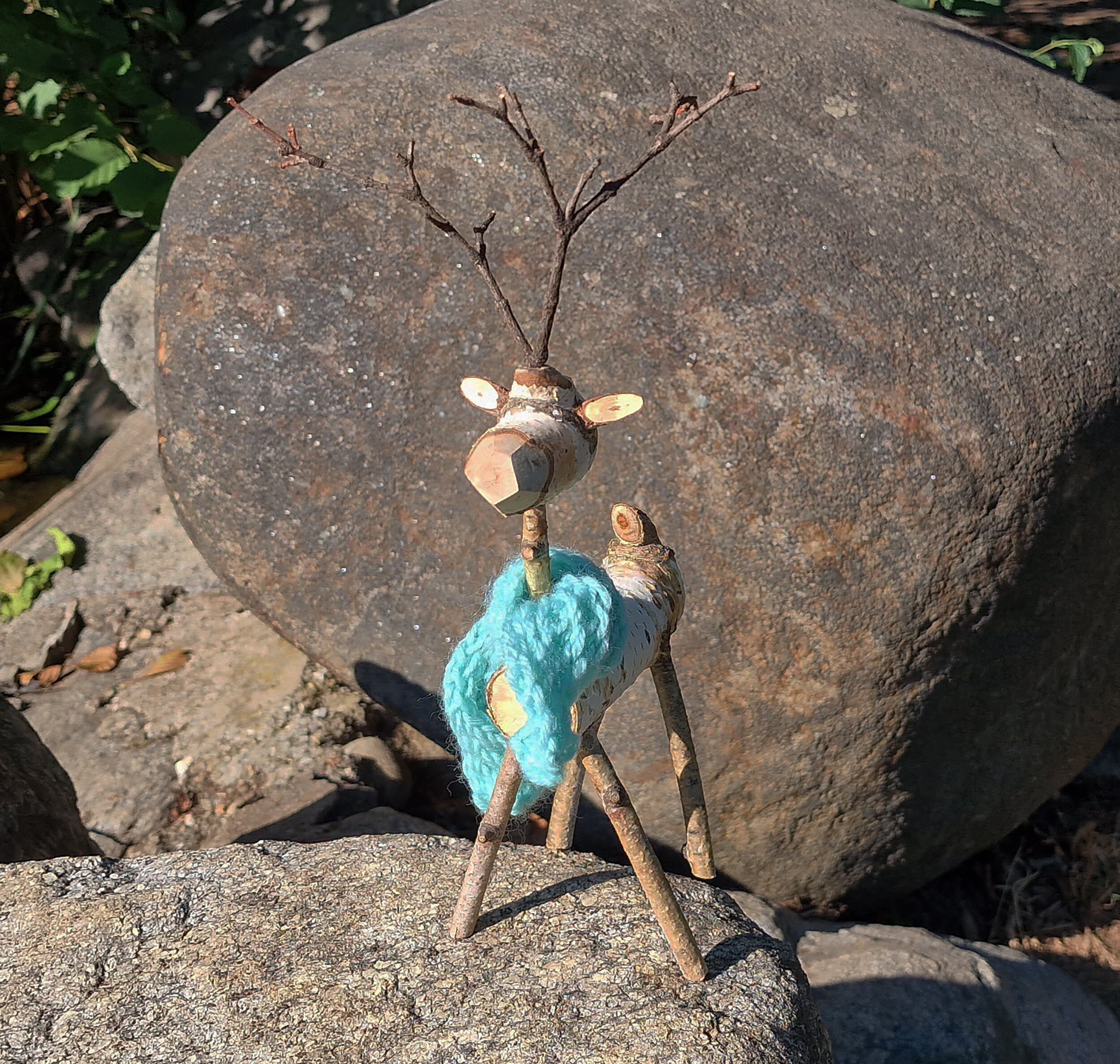 Birch Log Reindeer, Wooden Deer Centrepiece, Fairy Garden Rustic ...