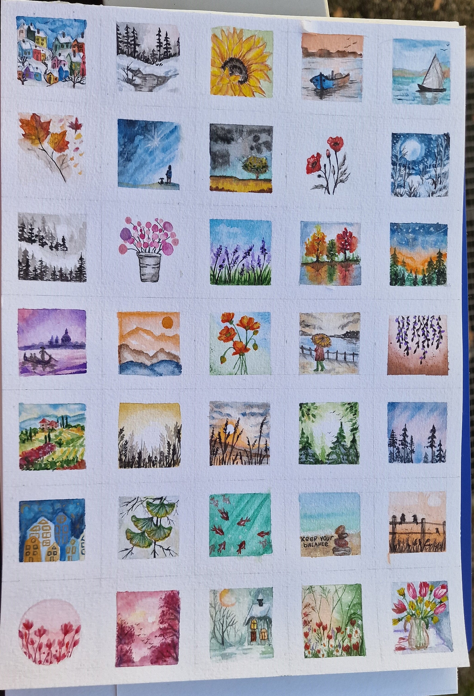 Original Lake Sunset Tiny Watercolor Painting, Mini Landscape, Sunrise ...