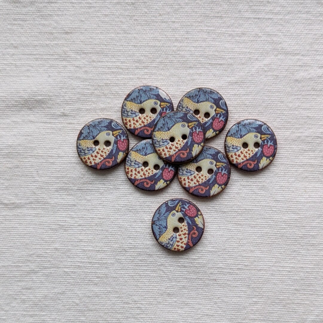 William Morris Strawberry Thief Buttons: Handmade Ceramic Sewing ...