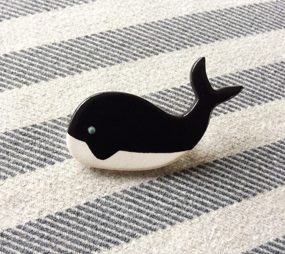 Killer Whale Brooch Handmade Ceramic Brooch Whale Brooch | Etsy UK