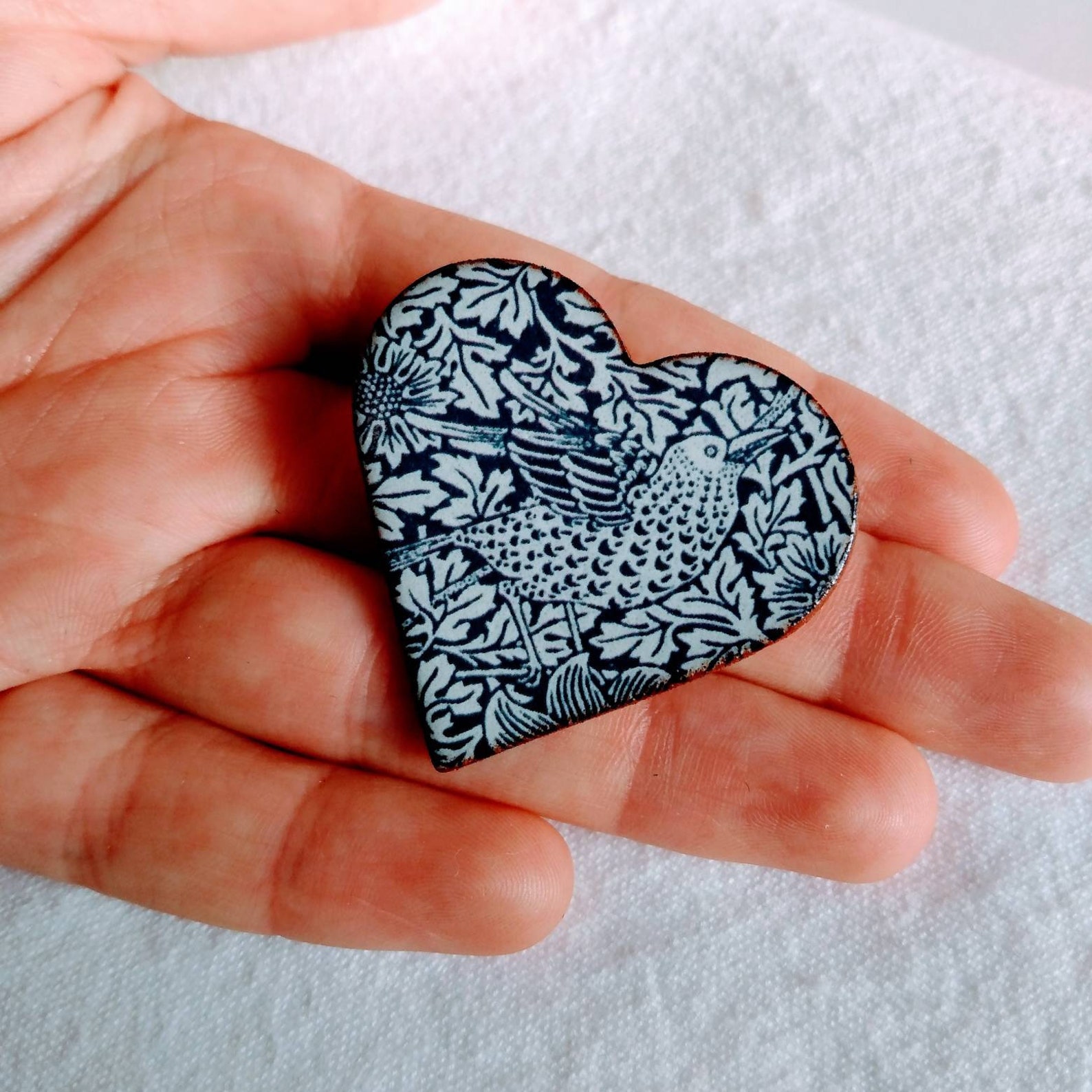 William Morris Brooch, William Morris Heart Shaped Brooch, Heart Brooch ...