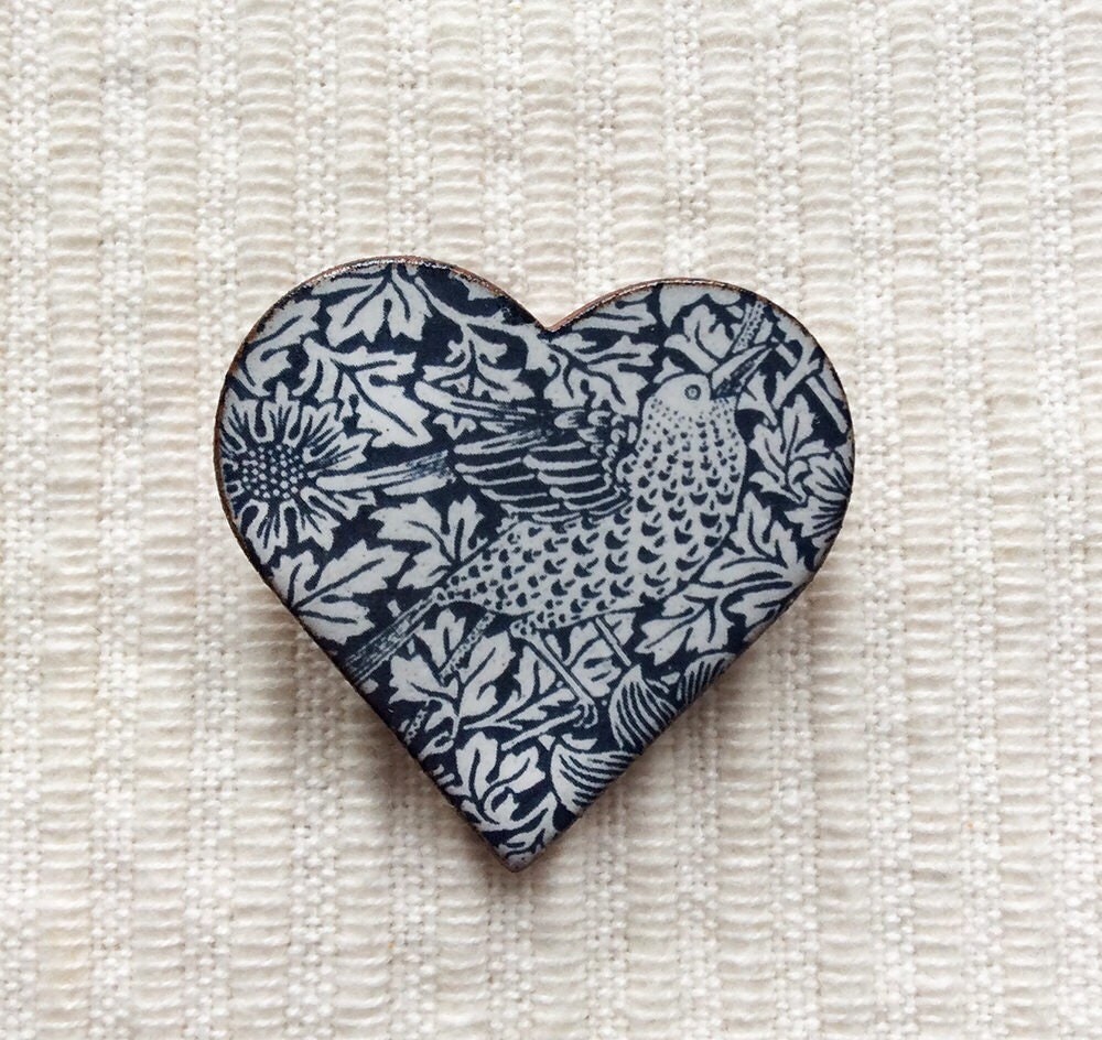 William Morris Brooch William Morris Heart Shaped Brooch - Etsy