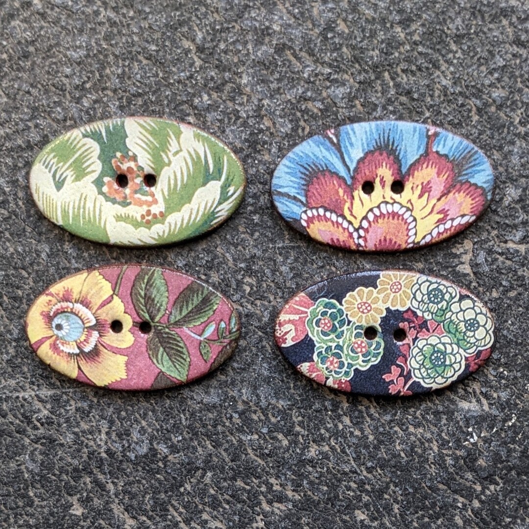 Set of 4 Large Oval Handmade, Washable, Lightweight, Ceramic Buttons ...