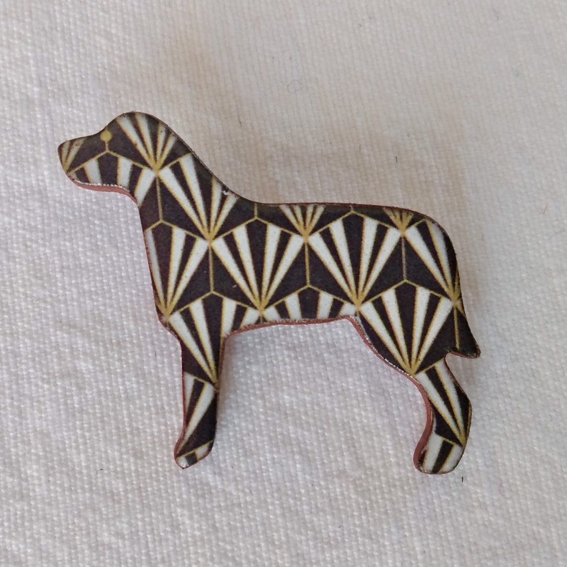 Ceramic, Handmade, Labrador Dog Brooch With Art Deco Pattern and Pin ...