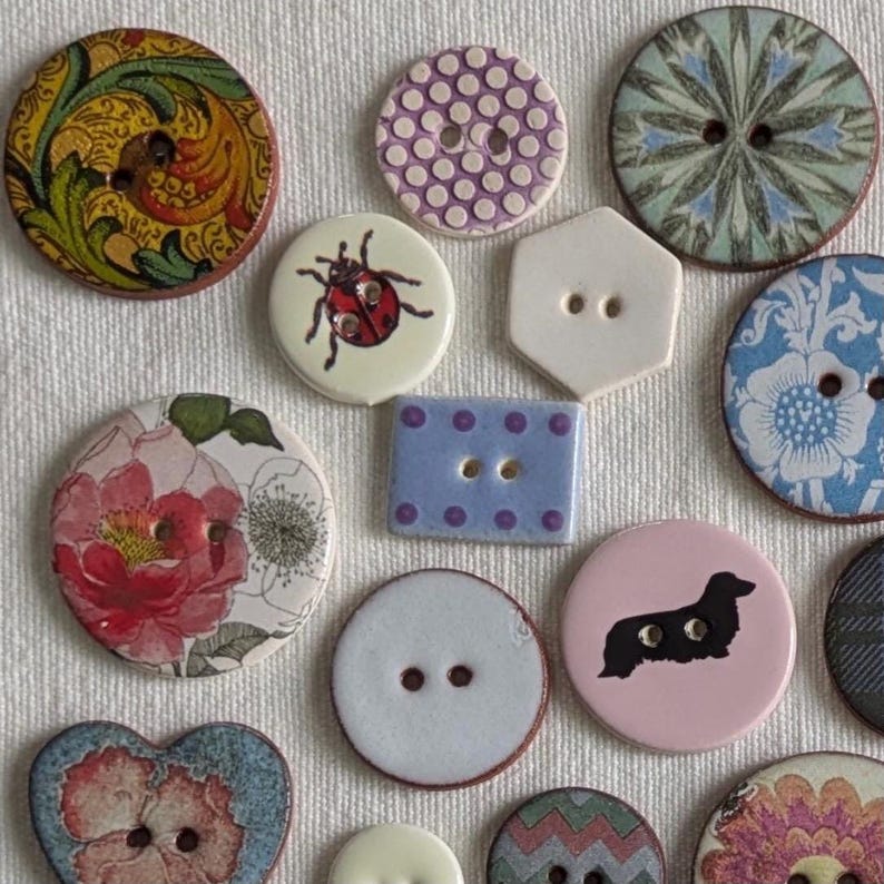 35 Ceramic Button Seconds, Handmade, Washable, Lightweight, Vintage ...