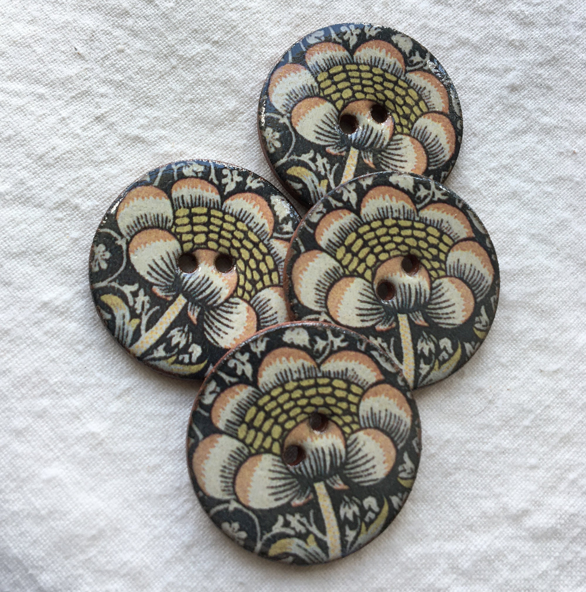 Set of 4 William Morris Design, Large, 27mm (1”), Washable, Lightweight ...