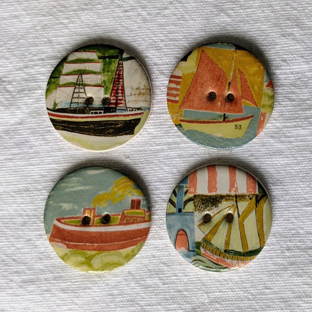 Set of 4 Large Round 29mm (just Over One Inch) Ceramic, Washable ...