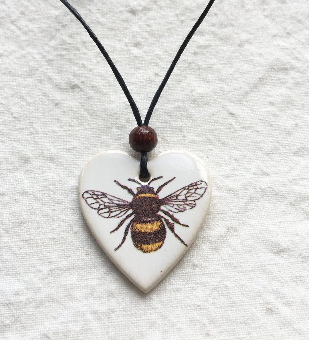 Bumblebee Heart Pendant Necklace: Ceramic Bee Jewellery - Etsy