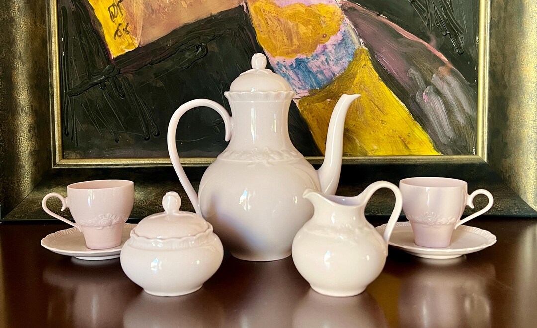Vintage Hutschenreuther Rosé Espresso Set: German Porcelain Coffee ...