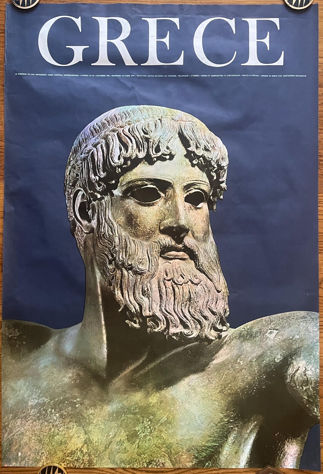 Rare Vintage Greek Travel Poster – Artemision Bronze Poseidon/zeus ...