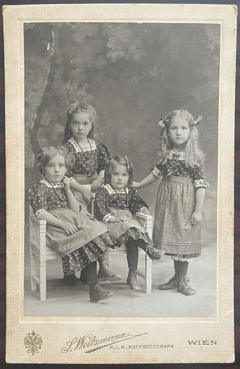Antique Cabinet Card: Four Girls, Vienna, S. Weitzmann, C.1910s - Etsy
