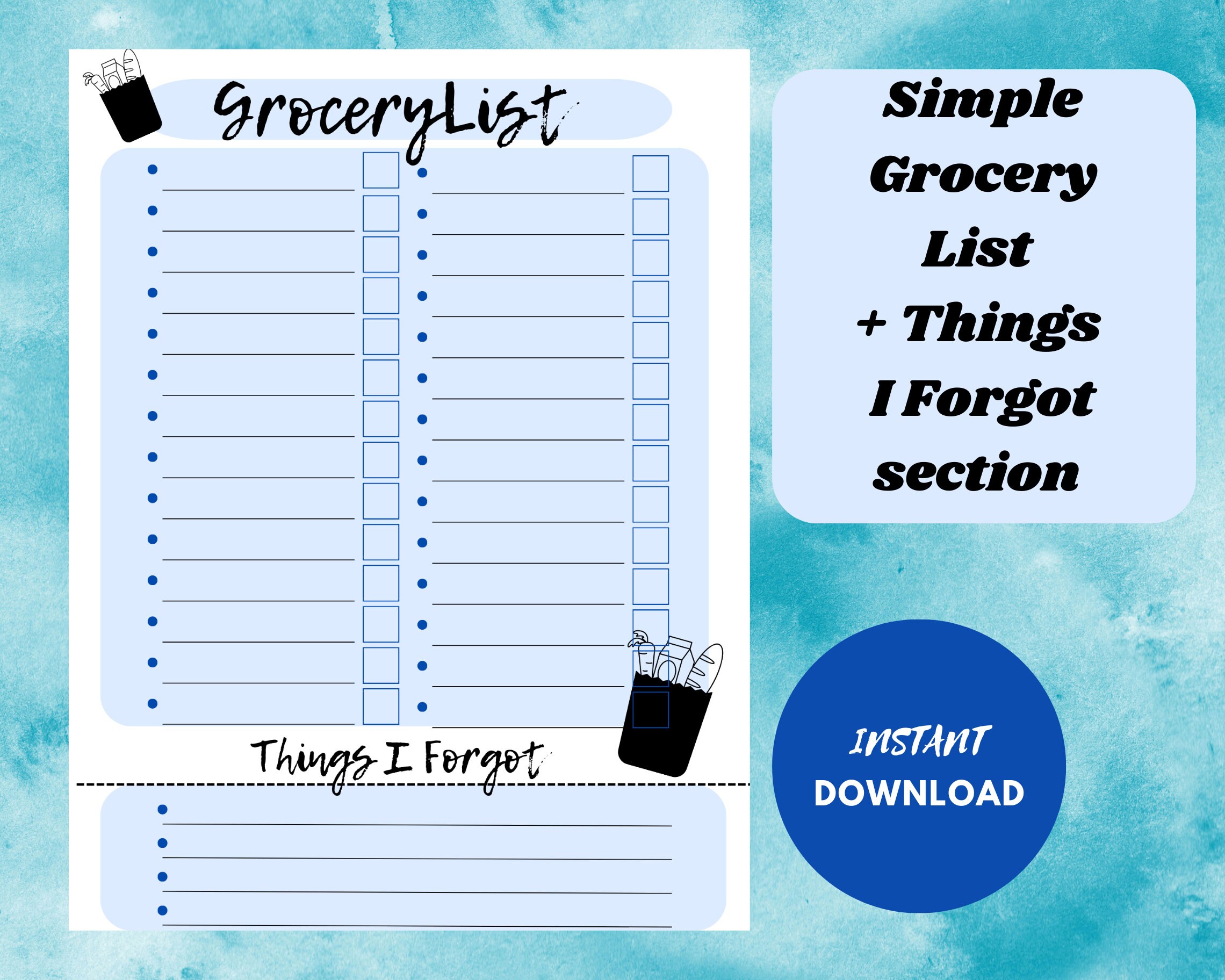 Printable Grocery List Template|canva Grocery List|easy Grocery List ...