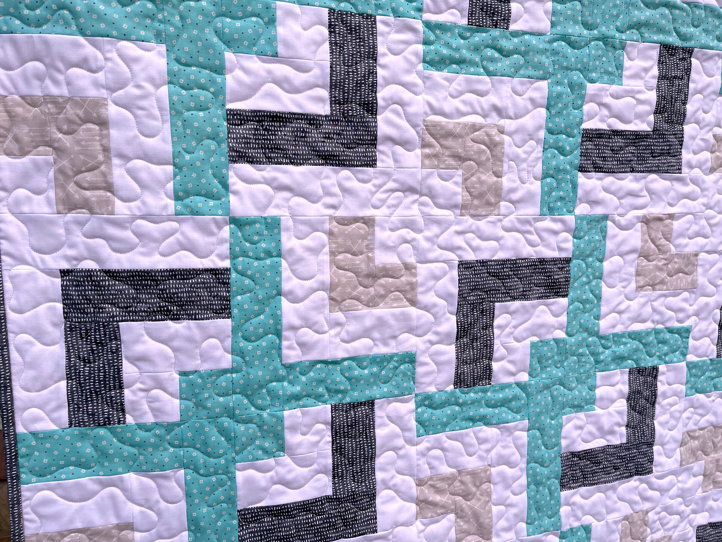 Heirloom Quality Modern Throw Gray and Blue Quilt for Sale and - Etsy