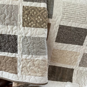 Modern Throw Neutral Tones Quilt - Etsy