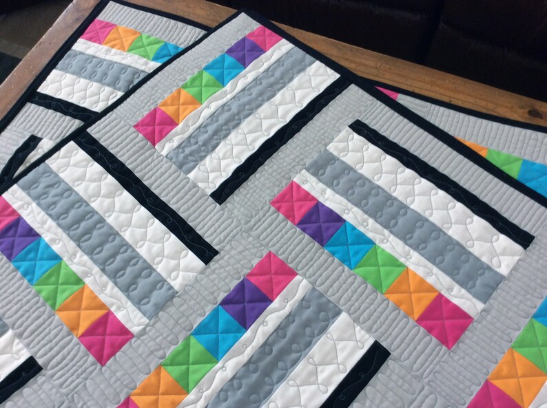 Sweetart Quilt Pattern: Modern Striped Design, Lap & Twin Sizes (PDF ...