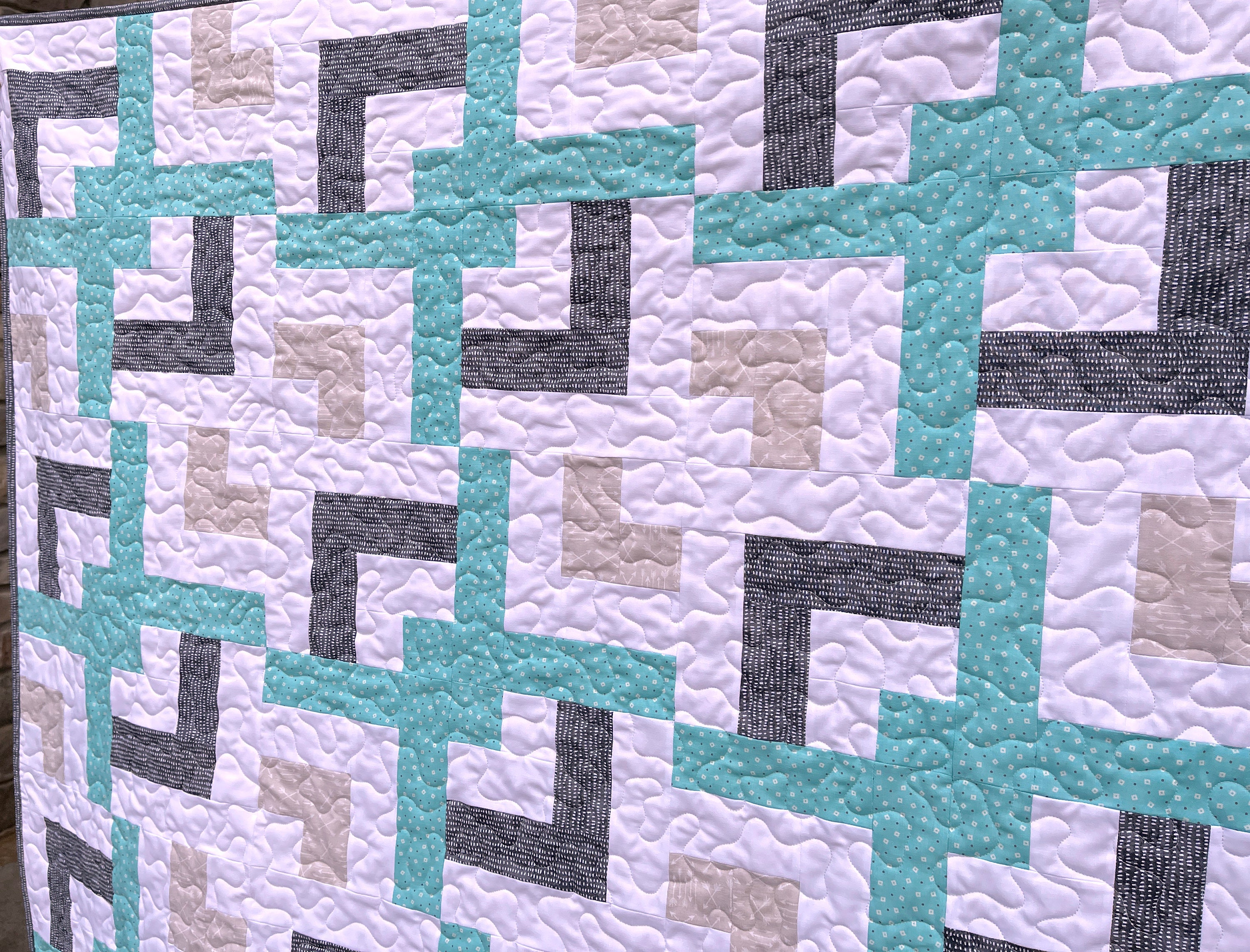 Heirloom Quality Modern Throw Gray and Blue Quilt for Sale and - Etsy