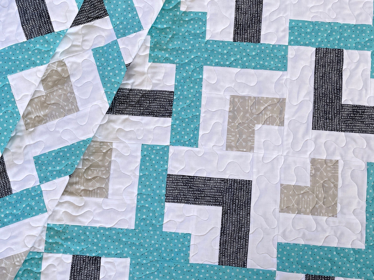 Heirloom Quality Modern Throw Gray and Blue Quilt for Sale and - Etsy