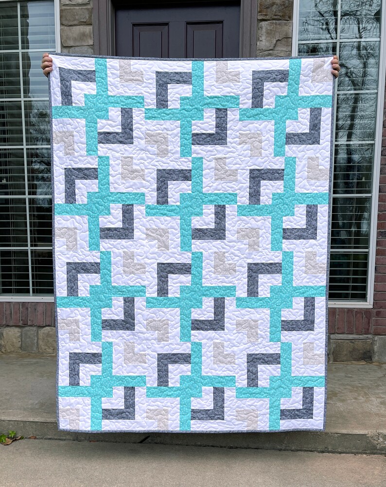 Heirloom Quality Modern Throw Gray and Blue Quilt for Sale and - Etsy