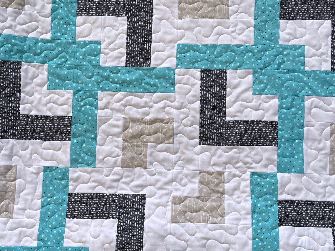 Heirloom Quality Modern Throw Gray and Blue Quilt for Sale and - Etsy