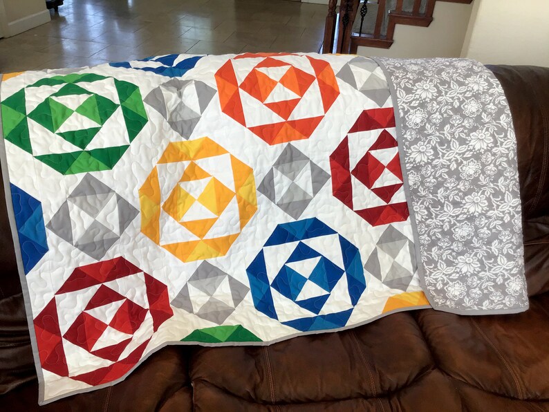 PDF Rainbow Gems Quilt Pattern Modern Quilt Pattern Throw - Etsy