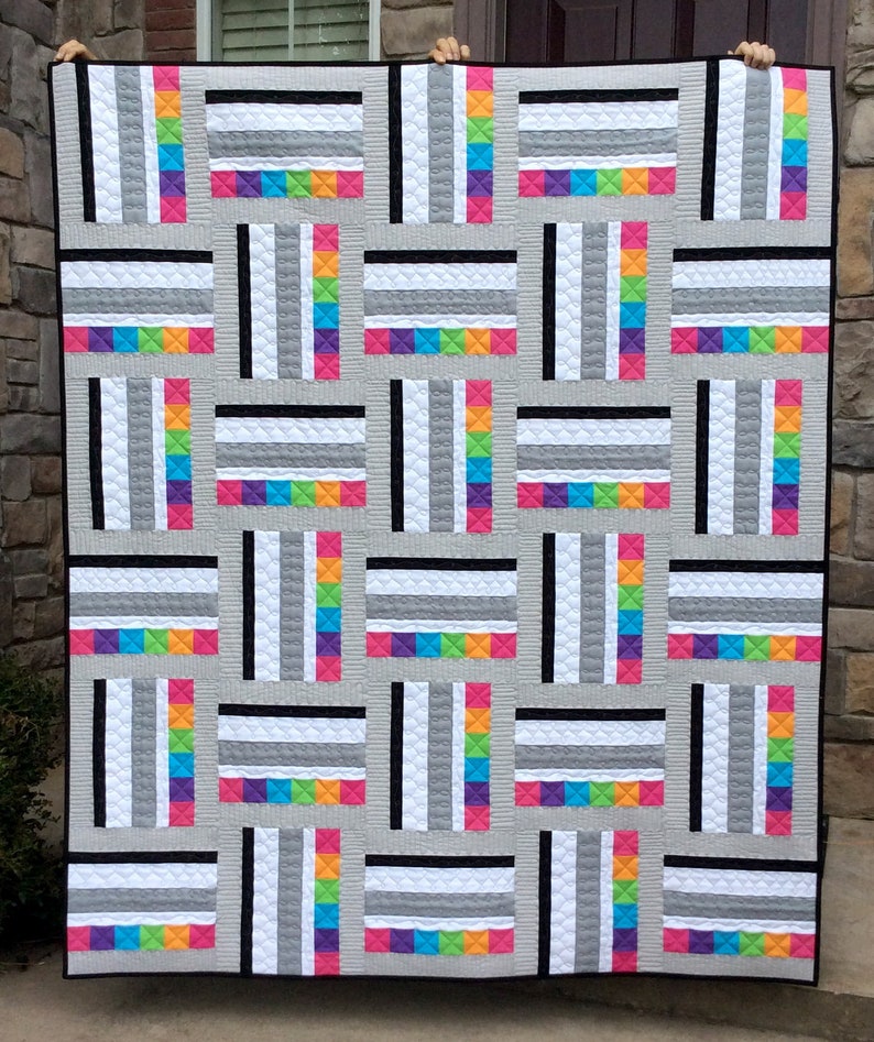 Sweetart Quilt Pattern: Modern Striped Design, Lap & Twin Sizes (PDF ...