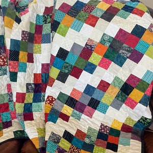 Modern Jewel Toned Rainbow Throw Quilt - Etsy