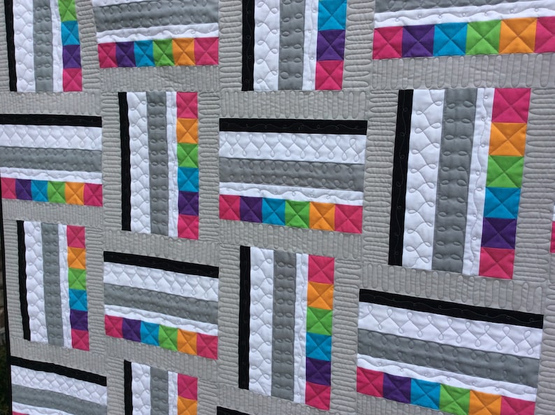 Sweetart Quilt Pattern: Modern Striped Design, Lap & Twin Sizes (PDF ...