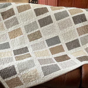 Modern Throw Neutral Tones Quilt - Etsy