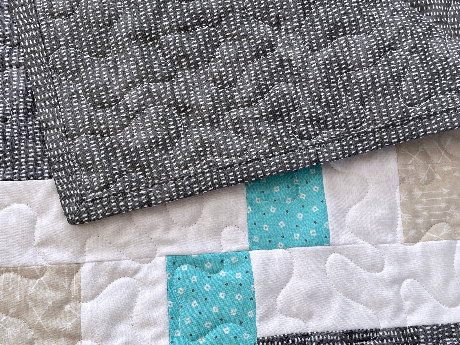 Heirloom Quality Modern Throw Gray and Blue Quilt for Sale and - Etsy