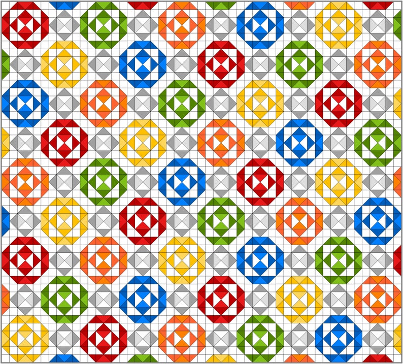 PDF Rainbow Gems Quilt Pattern Modern Quilt Pattern Throw - Etsy
