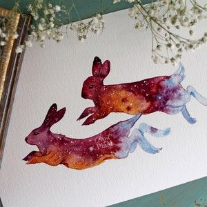 Celestial Bunny Print , Rabbit Art, Nursery, Children's Room, Spirit ...