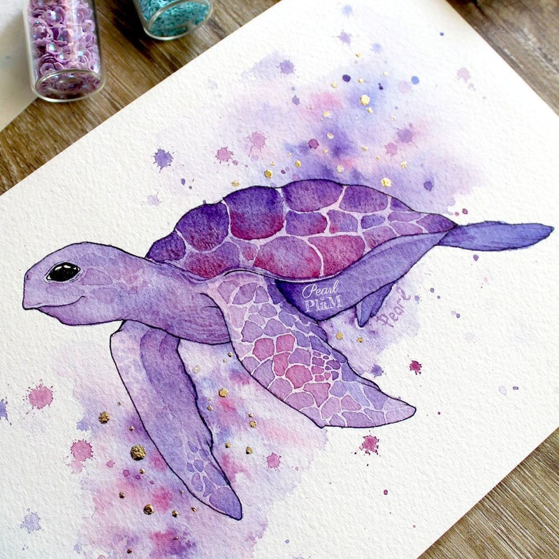Purple Turtle - Etsy