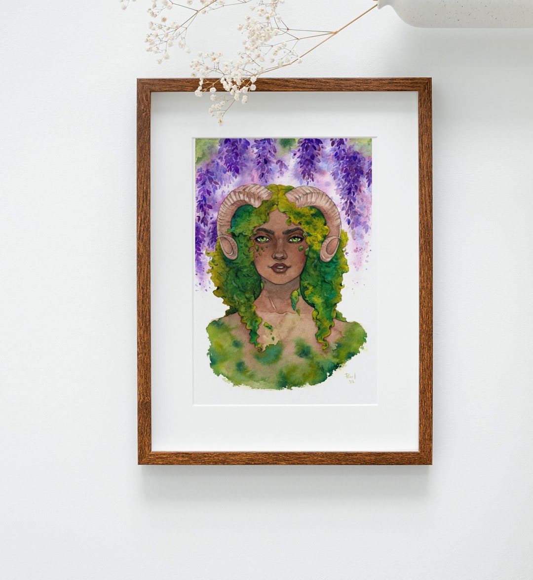 Forest Nymph Original Watercolor Painting, Black Fairy Art, Magical ...